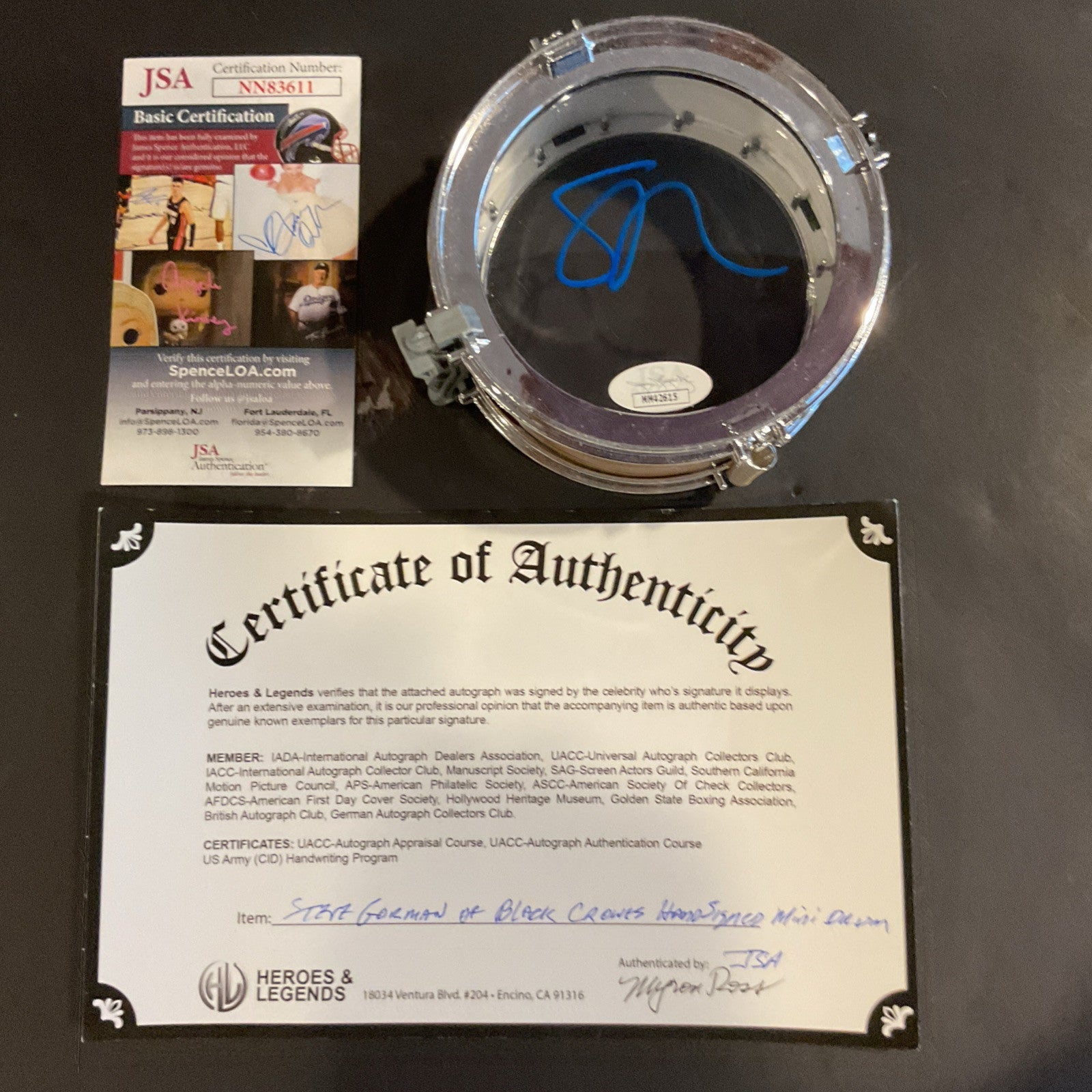 Autographed Steve Gorman Of The Black Crowes Mini Drum JSA Authenticat ...